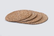 Sada prostírání ILANA, 4-set, průměr 30 cm, vodní hyacint, natur