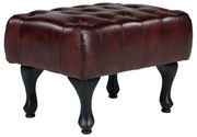 furniture-nabytek.cz - Masivní taburet Chesterfield Pittsfield z pravé kůže, červený – 61×46×43 cm