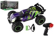 Auto rc buggy rychlostní 2,4ghz plast 40cm dobíjecí pack+baterie fialové v krabici 42x21x28cm