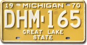 Americká SPZ Michigan 1970 Great Lake State DHM-165