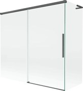 Mexen Rox, L posuvná 2-křídlová vanová zástěna 170 + 70 x 150 cm, 8mm čiré sklo, broušený grafit profil, 8C9L-170-070-66-00