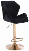 LuxuryForm DESIGN Barová židle MILANO MAX VELUR na zlaté kulaté podstavě - černá