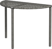 Outsunny půlkruhový balkonový stolek 100 x 50 x 74 cm zahradní stolek z polyratanu a kovu šedý pro terasu a balkon | Aosom.de