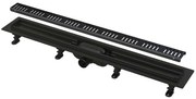 Alca Odtokové žlaby - Sprchový žlab Simple 65 cm, s okrajem pro perforovaný rošt, včetně roštu, černá mat APZ10BLACK-650M