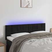Čelo postele s LED černé 144x5x78/88 cm samet