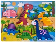 TULIMI Dřevěné zábavné puzzle vkládací 35 x 22,5 cm Dinosauři
