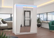 ADRK Furniture Posuvná skříň se zrcadlem a LED osvětlením BOLTON 150 SW-BOL-W-150+L-V233