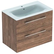 Geberit Selnova Square - Umyvadlová skříňka 64x79x48 cm, s umyvadlem, 2 zásuvky, ořech hickory 501.242.00.1