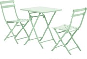 Skládací bistro zahradní set Outsunny - čtvercový stůl rozměrů 60D x 60Š x 71V cm se 2 židlemi - zelený, voděodolný, práškově lakovaný kov | Aosom