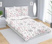 Bellatex Povlečení MIKROFLANEL 140x200, 70x90 cm Vločka Bílá,Šedá,Červená