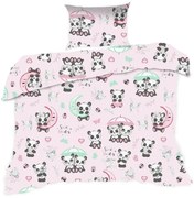 KARO Bavlněné povlečení 100x135 669K panda růžová barva Děti 24 s povlakem na polštář 40x60