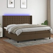 Box Spring Postel S Matrací A Led Textil Tmavě Hnědá tlačítka 200 x 200 c