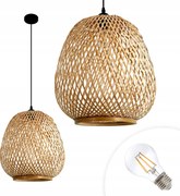 Sada Závěsná lampa z bambusu Boho Stropní žárovka 7W E27 Teplá Barva
