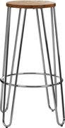 Barová stolička z jilmového dřeva ve stříbrné barvě/v přírodní barvě (výška sedáku 75 cm) District – Premier Housewares