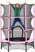 HOMCOM Dětská trampolína Ø140 cm, Trampolína s ochrannou sítí, Kryt okraje, Zahradní trampolína pro děti 3-10 let, Do 50 kg, Růžová | Aosom