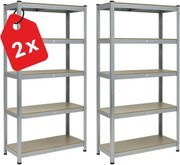Regál 180x90x40 cm zinkovaný 5-policový, nosnost 875 kg - 2ks