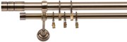 Dvouřadá Garnýž Cylinder 25/19 mm starožitné zlato 120 cm