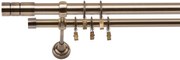 Dvouřadá Garnýž Cylinder 25/19 mm starožitné zlato 200 cm
