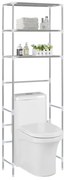 3patrový úložný regál nad WC stříbrný 53 x 28 x 169 cm 282464