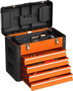 HOMCOM Prázdná pracovní zásuvka, 49,7 x 25,3 x 40,7 cm, box s 4 zásuvkami, mini box, horní skladovací prostor, rukojeť, ocelový box, oranžový | Aosom