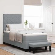 Postel s boxspringem s čelo Světle šedá 90 x 190 cm textil 3344107