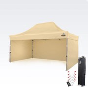 BRIMO Profesionální promo nůžkový altán 3x4,5 m | Masivní ALU profil 1,8 mm - s 3 stěnami - Béžová P. Alu