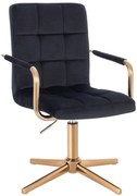 LuxuryForm DESIGN Otočná židle VERONA GOLD VELUR na zlatém kříži - černá