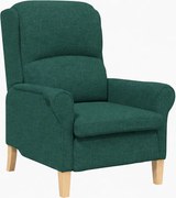 křeslo relaxační, odpočinkové, ušák, dřevo/textil, 101x95x75 cm, přírodní/tmavě zelená, Dekorino KR20260038