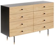 Nízká komoda v dekoru dubu v černé a přírodní barvě 130x87 cm Jugend – Woodman