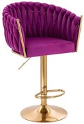 LuxuryForm DESIGN Barová židle NORDEN VELUR na zlaté kulaté podstavě - fuchsie