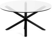 Černý kulatý konferenční stolek se skleněnou deskou ø 82 cm Argo – Kave Home
