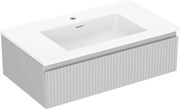 Mexen Rivel, koupelnová skříňka 80 cm s umyvadlem Otis, 1 zásuvka, drážkovaná, šedá matná/bílá, 91A20-08023-1-BF62-W18M01