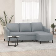 3místná pohovka s podnožkou světle šedá 180 cm textil 3201135