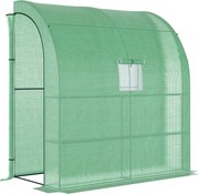 Zelený fóliovník Outsunny pro rajčata s okny a rolovacími dveřmi, skleník s UV ochranou, 200 x 100 x 215 cm | Aosom