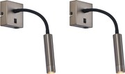 Sada 2 moderních antracitových nástěnných svítidel s USB-C - Gosna