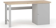 Dílenský pracovní stůl G7, buková spárovka, 1700 x 685 x 840 mm, 1x skříňka, šedá