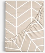 Goldea bavlněné napínací prostěradlo - bílý cikcak na béžovém 80 x 160 cm