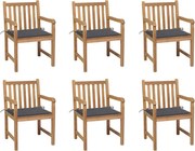 Zahradní židle 6 ks antracitové podušky masivní teak 3073031