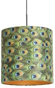 Závěsné svítidlo s sametovým stínítkem Peacock se zlatem 40 cm - Combi