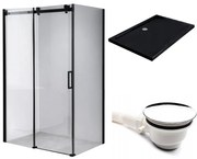 BPS-koupelny Obdélníkový sprchový kout HYD-OK14A 100x90 černý/transparent + vanička HYD-OSV-ST04A černá