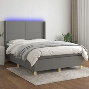 Box Spring Postel S Matrací A Led Textil Tmavě Šedá Hladký design 140 x 2