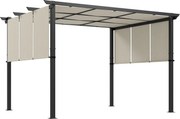 Markýza Ochrana proti slunci. Pergola, odolná proti povětrnostním vlivům, včetně upevňovacího materiálu, 3 x 3,5 m, béžová barva