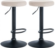 2x Barová židle Ponte - samet, černý rám - Krémová