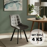 Set - 4 ks Jídelní židle AVENBERG NOLA šedá