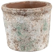 Dekorativní béžovo-zelený antik terakotový květináč Teracci - Ø 13*11 cm