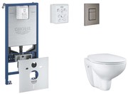 Grohe Rapid SLX - Set předstěnové instalace, klozetu, sedátka SoftClose a tlačítka Skate Cosmopolitan, kartáčovaný Hard Graphite SANI11BB5102
