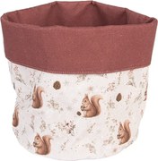 Béžový látkový košík na pečivo s veverkami Tiny Squirrel - Ø 15*16 cm
