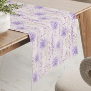 Biante Dekorační běhoun na stůl PML-069 Fialové květy na bílém 20x120 cm