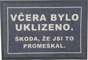 Rohožka Včera bolo upratané (škoda že si to premeškal) 40x60 cm – na von aj na doma, 40x60, šedá, GDmats