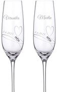 Dekorant Svatební sklenice na šampaňské Romance s krystaly Swarovski 200 ml 2KS
